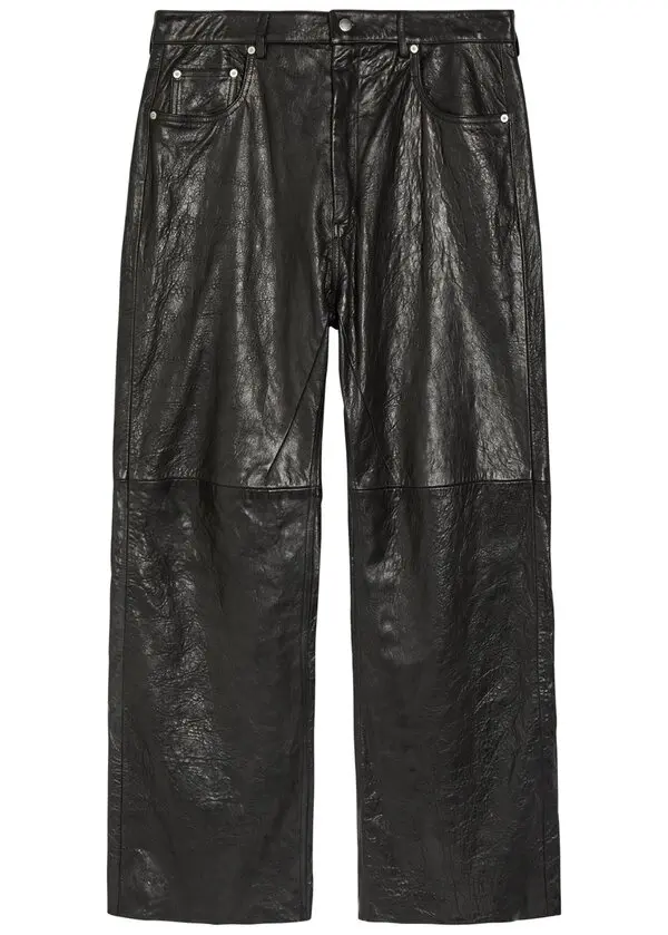 Rick Owens Grained Leather Wide-leg Trousers