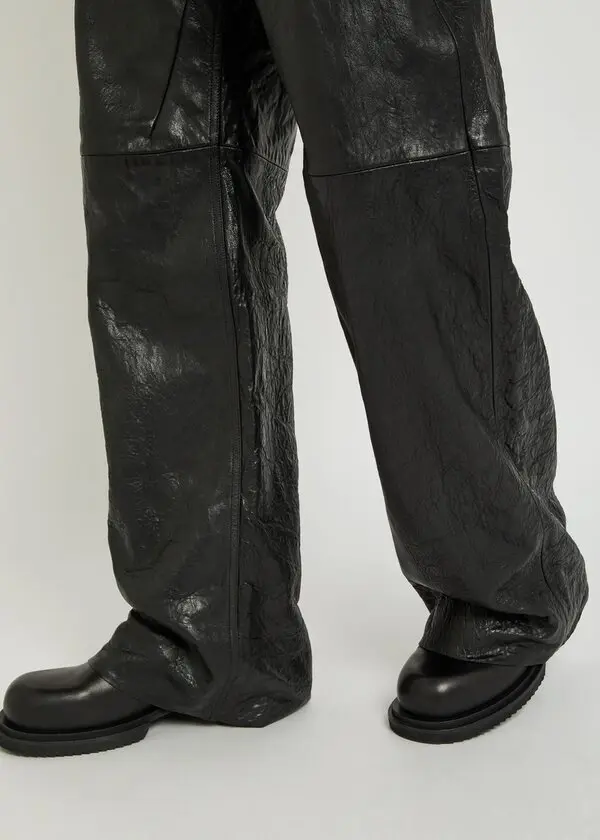 Rick Owens Grained Leather Wide-leg Trousers