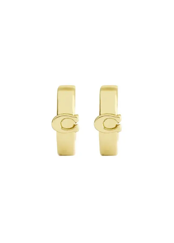 COACH Logo Hoop Earrings - Gold