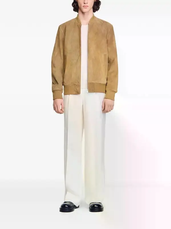 Sandro Zip-up Split Suede Jacket - Brown