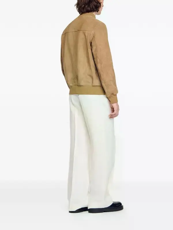 Sandro Zip-up Split Suede Jacket - Brown