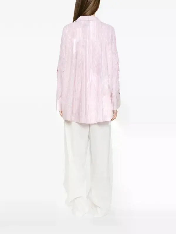 WHITE SAND Striped Pocket Shirt