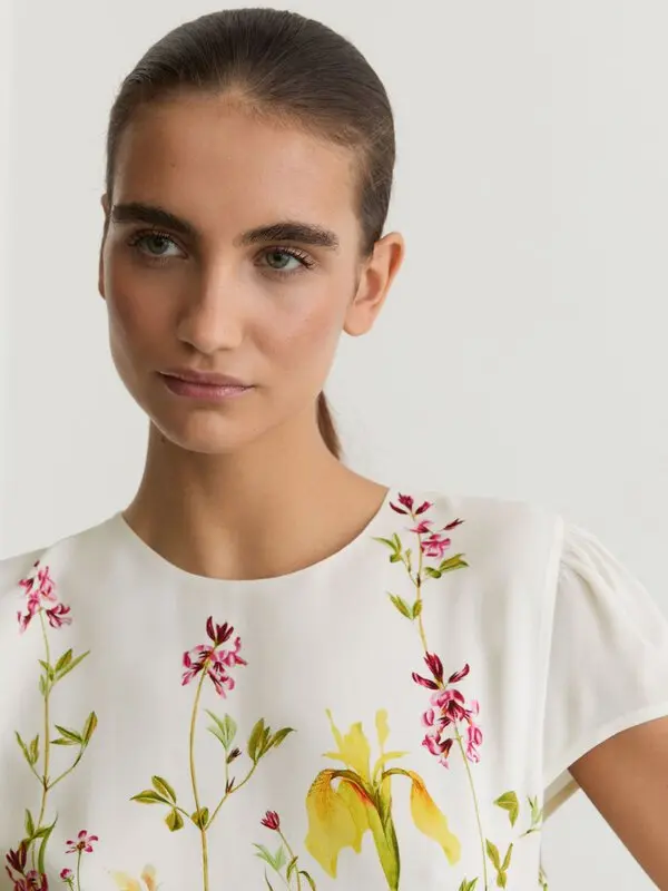 REISS Lyra Floral-print Belted Midi Dress - Cream/yellow