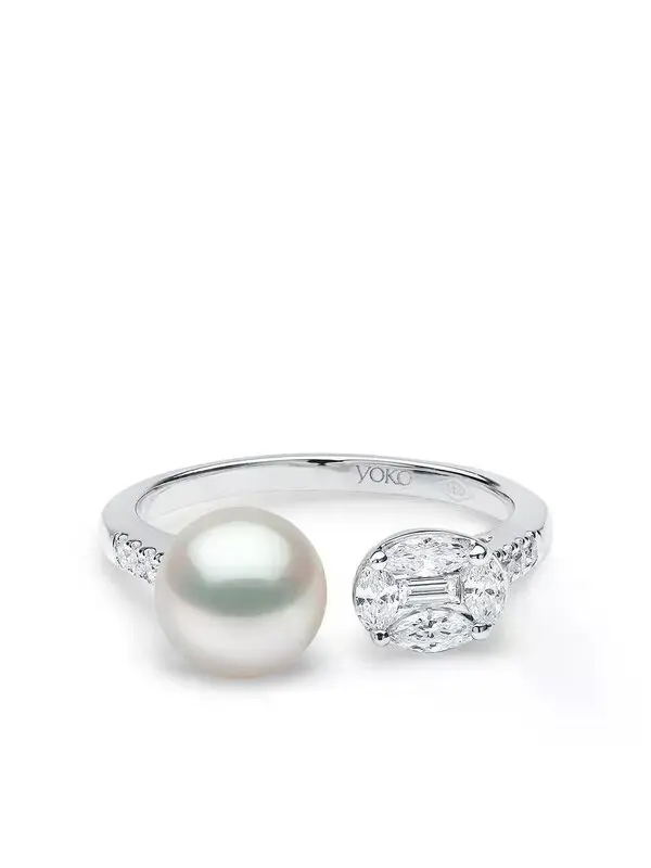 Yoko London 18kt White Gold Starlight Pearl And Diamond Ring - Silver