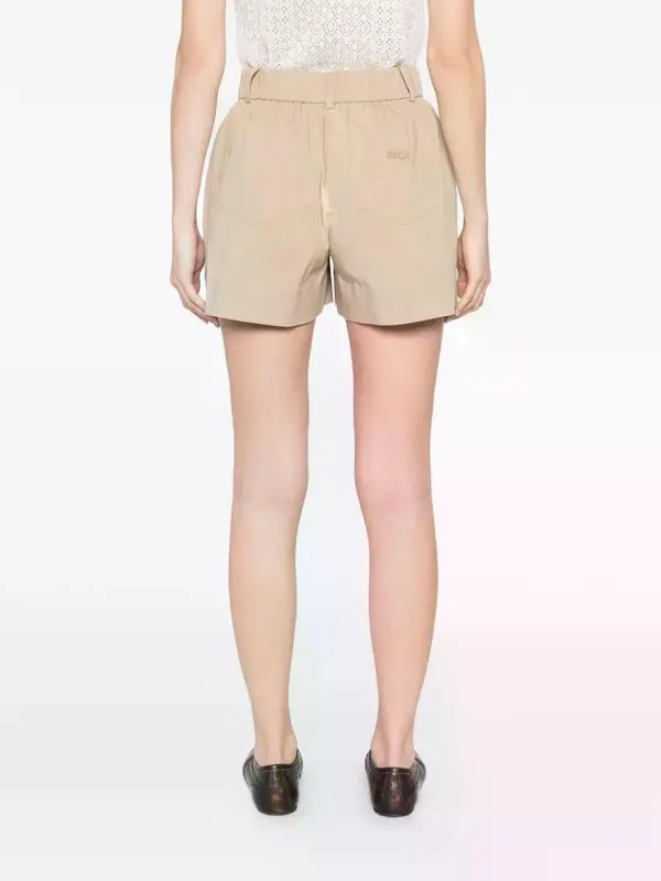 Maje High-waisted Cotton Blend Shorts With Leather Belt - Neutrals