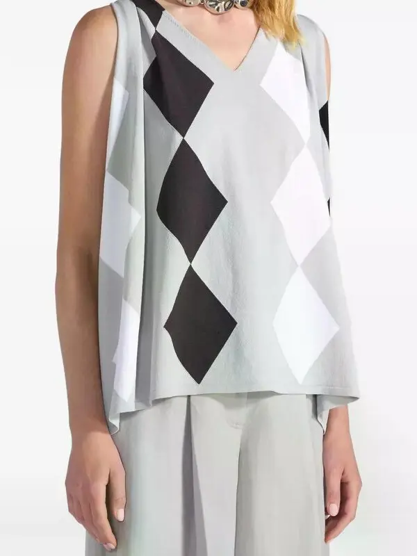 Liviana Conti Diamond V-neck Top - Grey