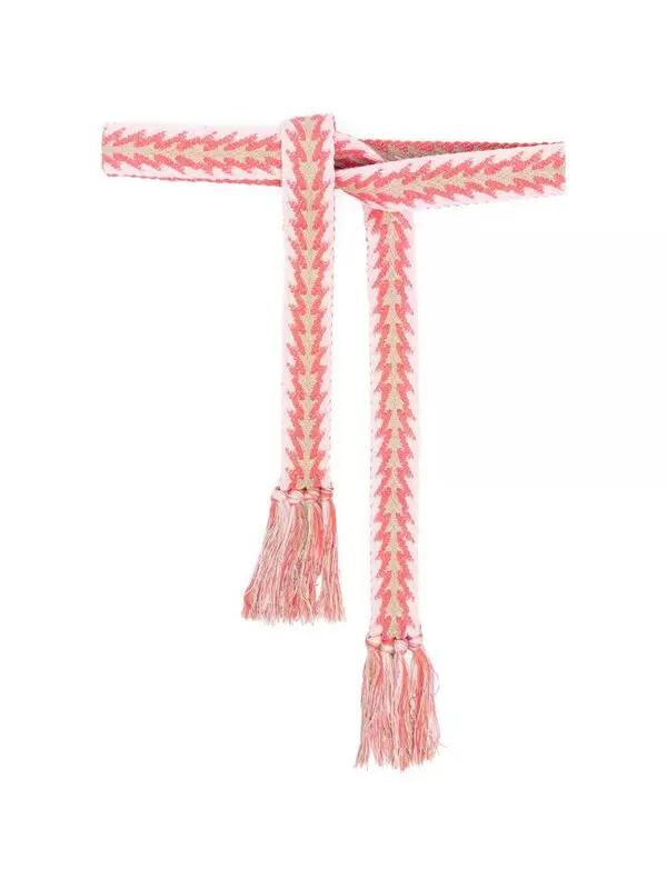 PIERRE-LOUIS MASCIA Patterned Belt With Tassels - Pink