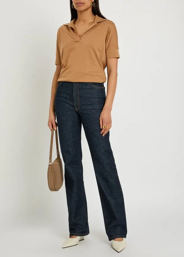 Herno Fine-knit Polo Top - Camel