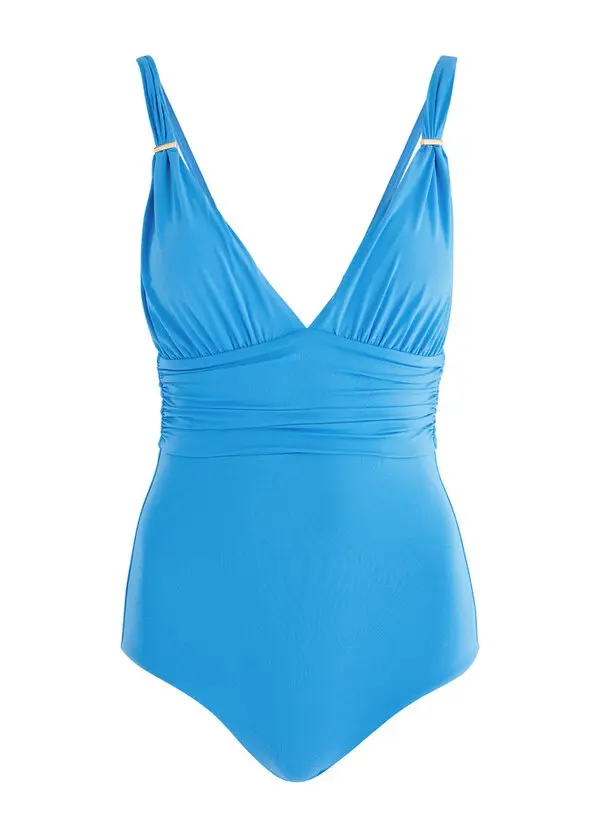 Melissa Odabash Panarea Plunge V-neck Swimsuit - Blue