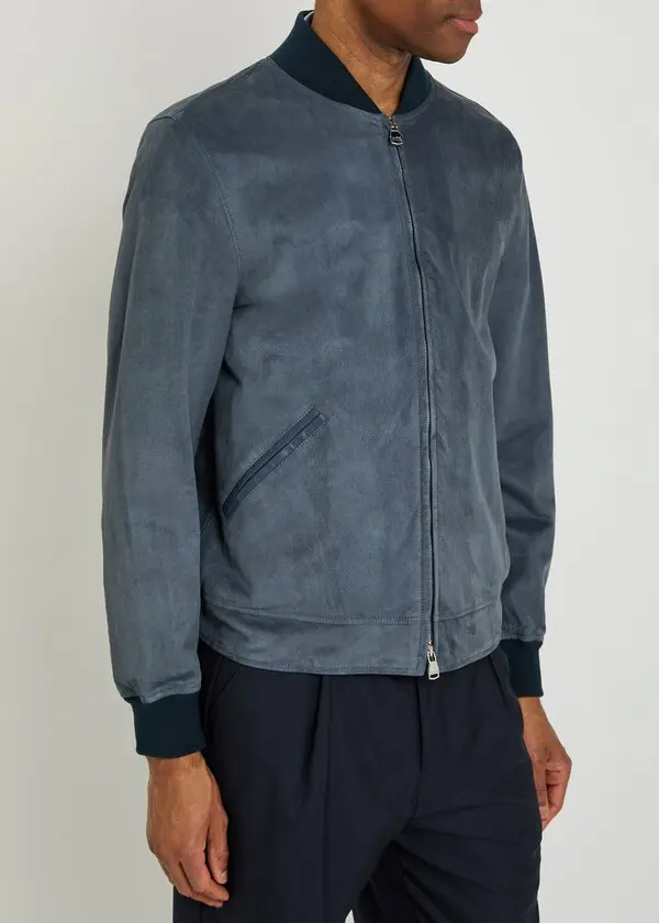 VALSTAR Suede Bomber Jacket - Blue