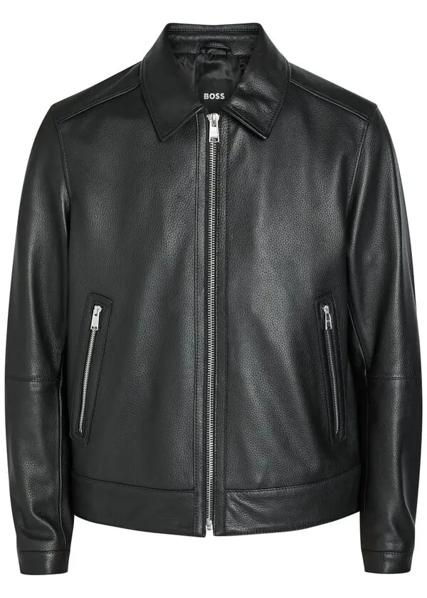 BOSS Grained Leather Jacket