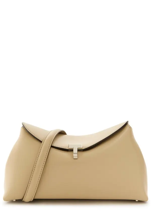 TOTEME T-lock Leather Clutch - Cream