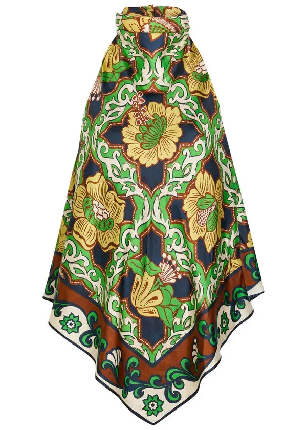 ALEMAIS Liana Printed Silk Halterneck Top - Multicoloured