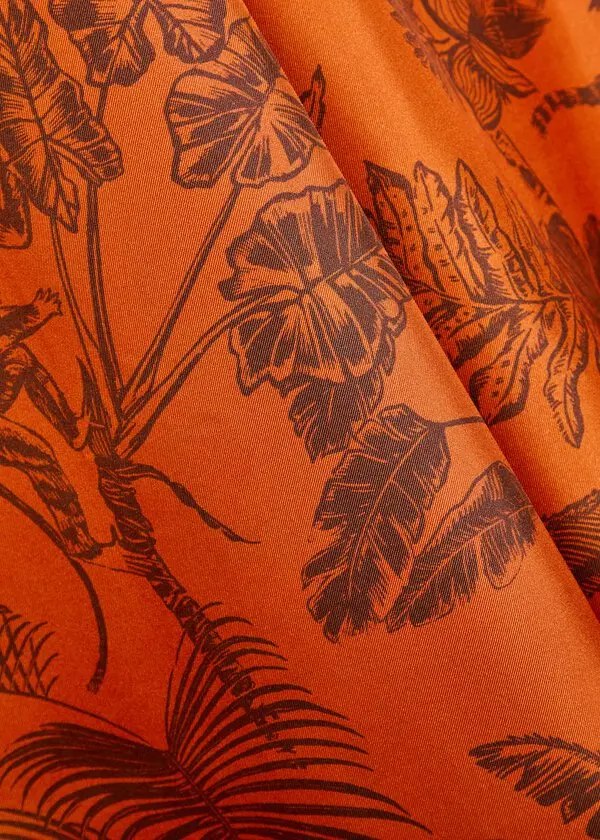 ALEMAIS Alémais Monkey Dance Printed Wide-leg Silk Trousers - Rust