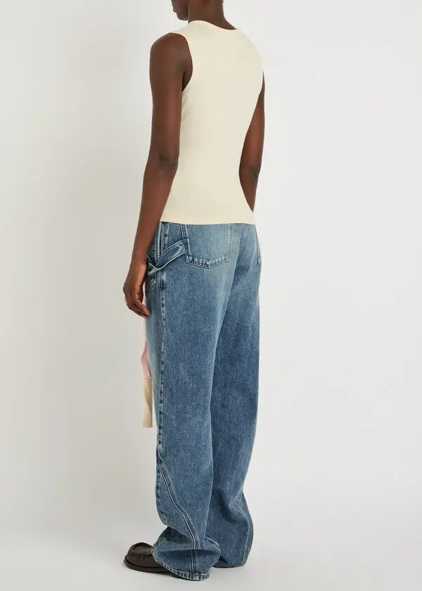 JW Anderson Cotton And Cashmere-blend Tank Top With Tie Detail - Ivory