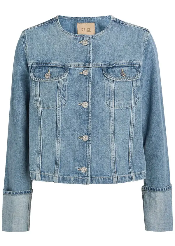 Paige Paneled Denim Jacket - Light Blue