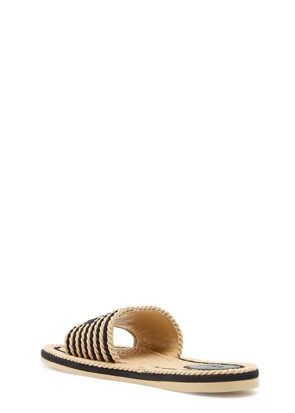 Chloé Striped Woven Sliders - Black
