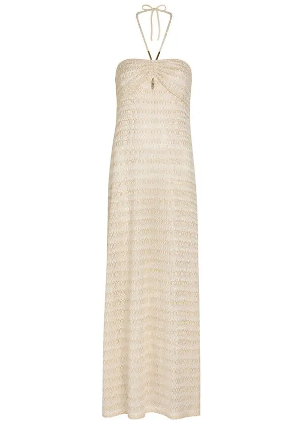 Melissa Odabash Mila Striped Metallic-knit Beach Dress - Gold