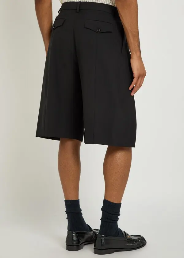 Casablanca Pleated Wool Shorts - Black