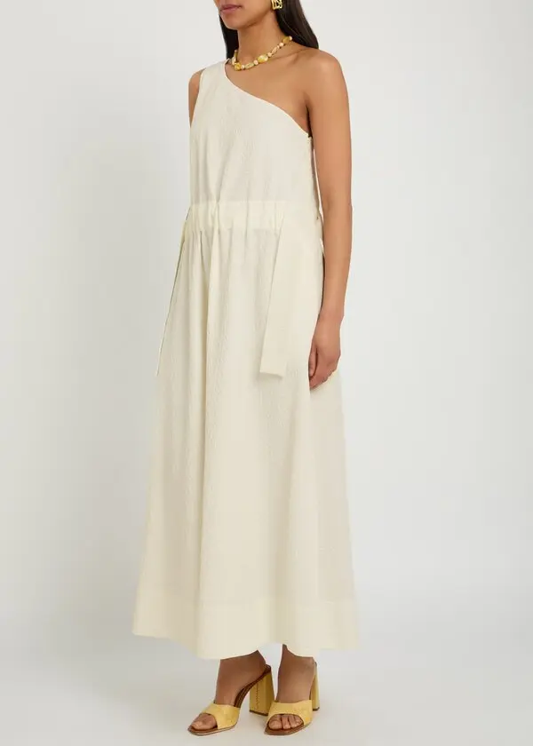 Tory Burch Floral-jacquard Belted Cotton-blend Midi Dress