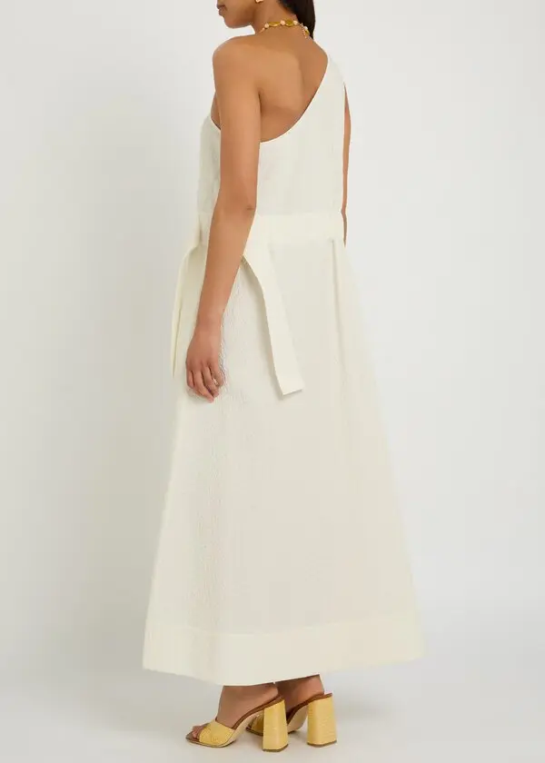Tory Burch Floral-jacquard Belted Cotton-blend Midi Dress