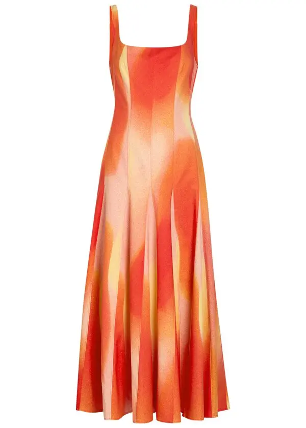 Simkhai Lara Printed Cotton-blend Midi Dress