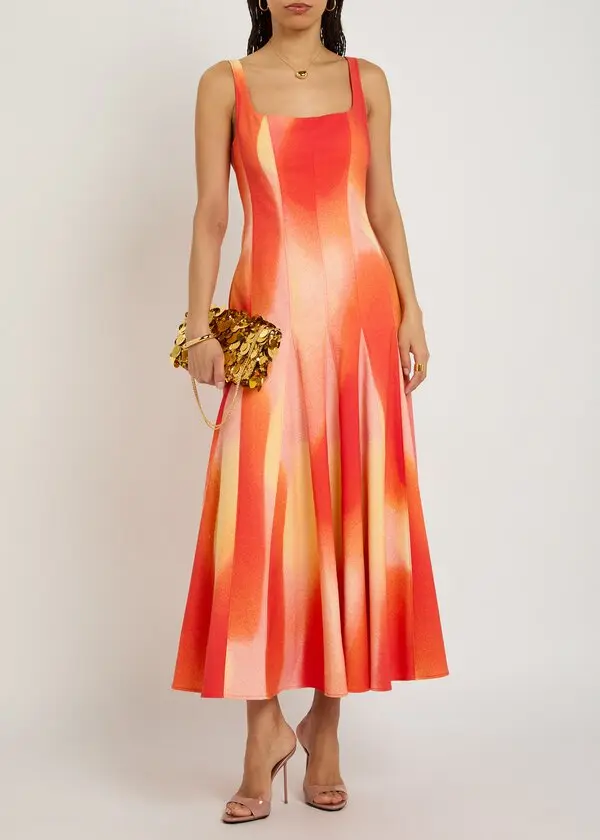 Simkhai Lara Printed Cotton-blend Midi Dress