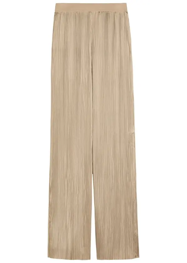 JOSEPH Amber Pleated Wide-leg Trousers - Beige