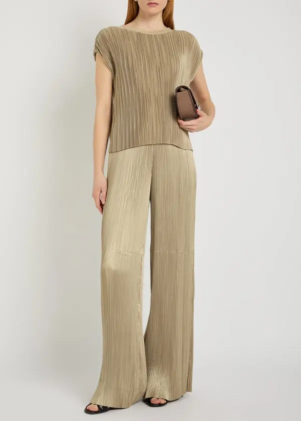 JOSEPH Amber Pleated Wide-leg Trousers - Beige