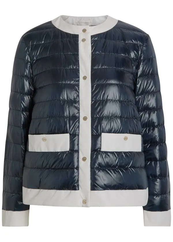 Herno Contrasting Padded Glossed Shell Jacket - Blue