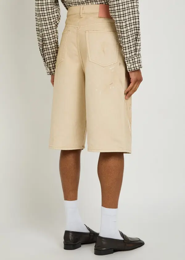 Acne Studios Paint-splatter Denim Shorts - White