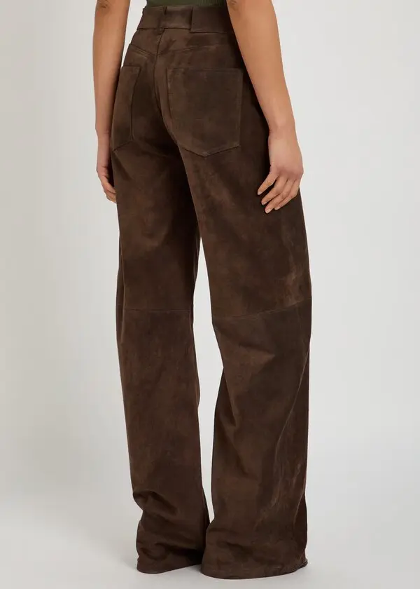 ARMARIUM Wide-leg Suede Trousers - Brown