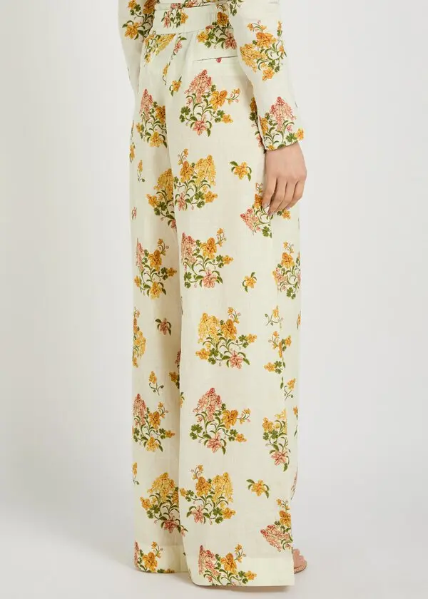 Agua Bendita Tota Floral Linen Wide-leg Trousers - Multicoloured