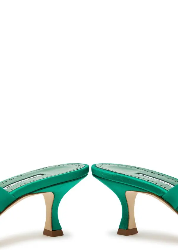 Manolo Blahnik Vieramul 50 Satin Mules - Green