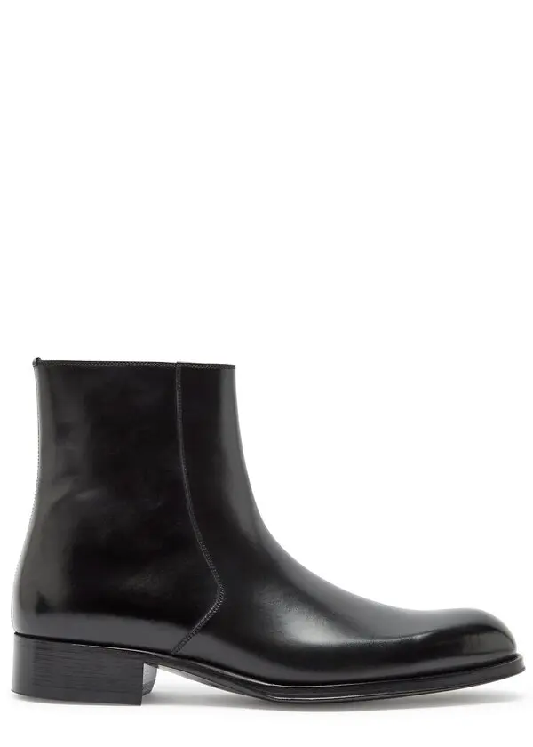 TOM FORD Leather Ankle Boots - Black