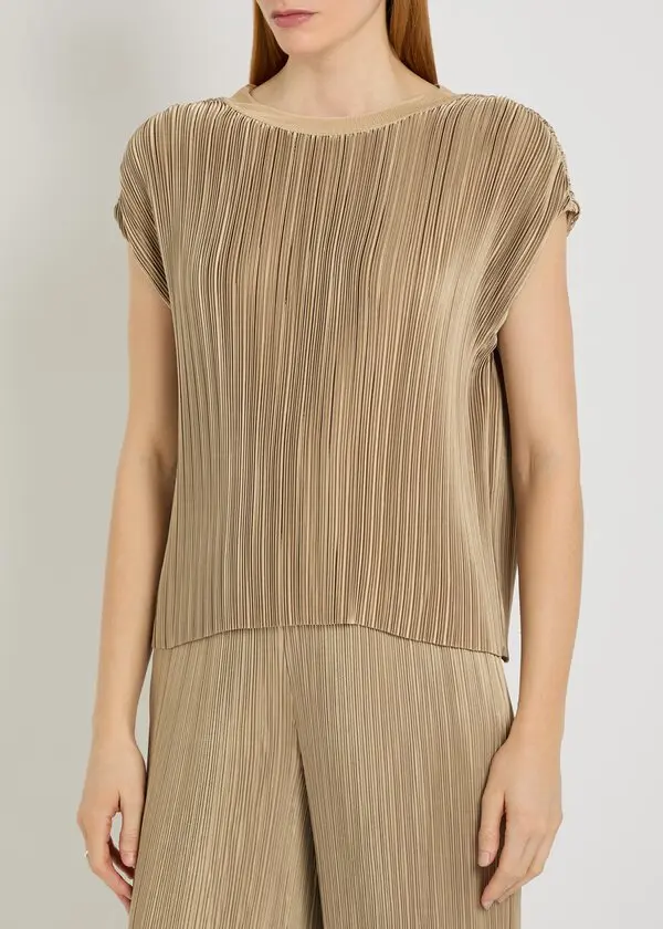 JOSEPH Cédre Pleated Satin Top - Beige