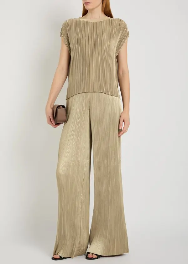 JOSEPH Cédre Pleated Satin Top - Beige
