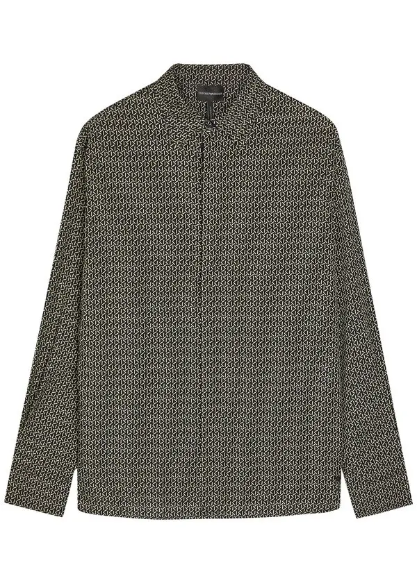 Emporio Armani Geometric-print Lyocell-blend Shirt