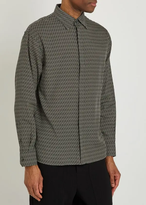 Emporio Armani Geometric-print Lyocell-blend Shirt