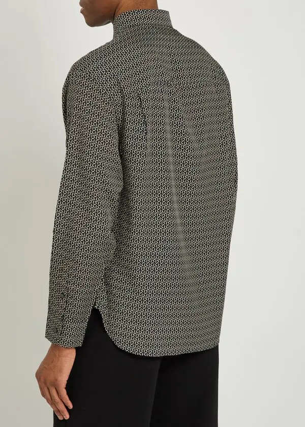 Emporio Armani Geometric-print Lyocell-blend Shirt