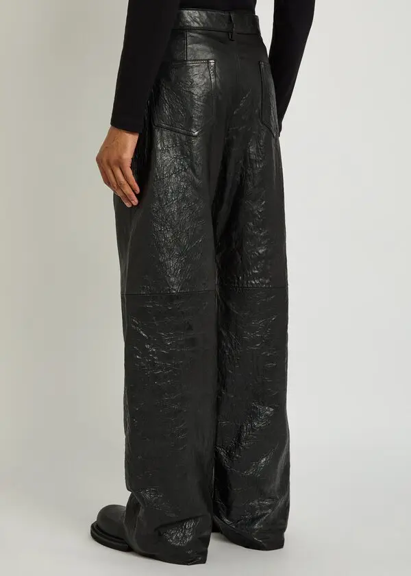 Rick Owens Grained Leather Trousers - Black