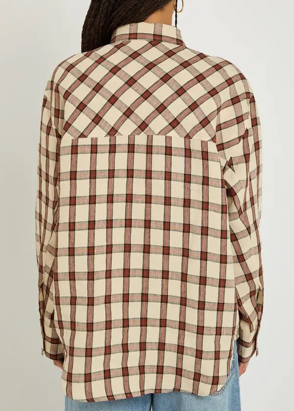 RÓHE Oversized Checked Linen Shirt - Red