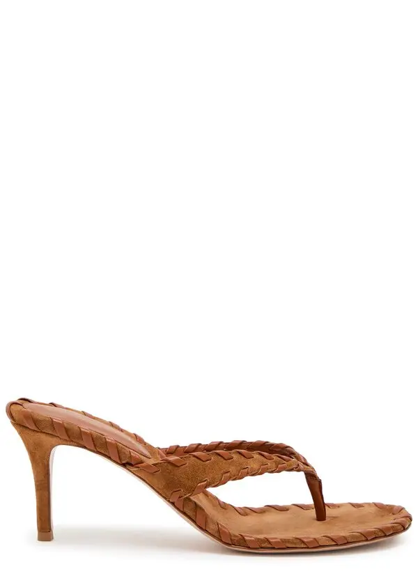 GIANVITO ROSSI Zaira 70 Woven Nappa And Suede Sandals - Brown