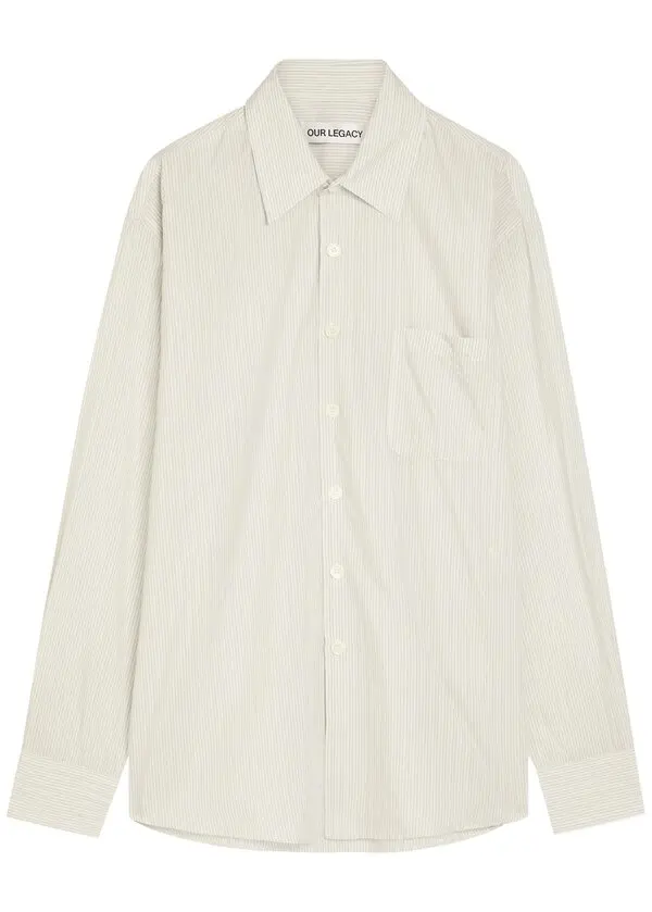Our Legacy Above Pinstriped Cotton-blend Shirt - White