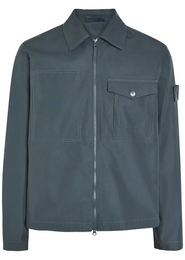 Stone Island Ghost Logo Cotton-poplin Overshirt - Blue