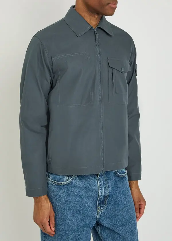 Stone Island Ghost Logo Cotton-poplin Overshirt - Blue