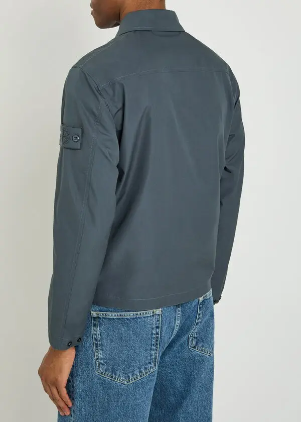 Stone Island Ghost Logo Cotton-poplin Overshirt - Blue
