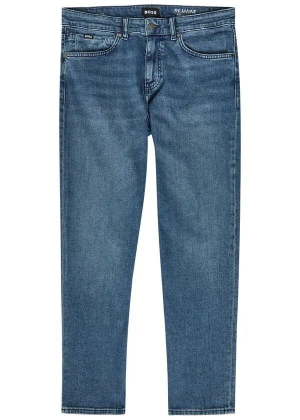 BOSS Tapered-leg Jeans - Navy