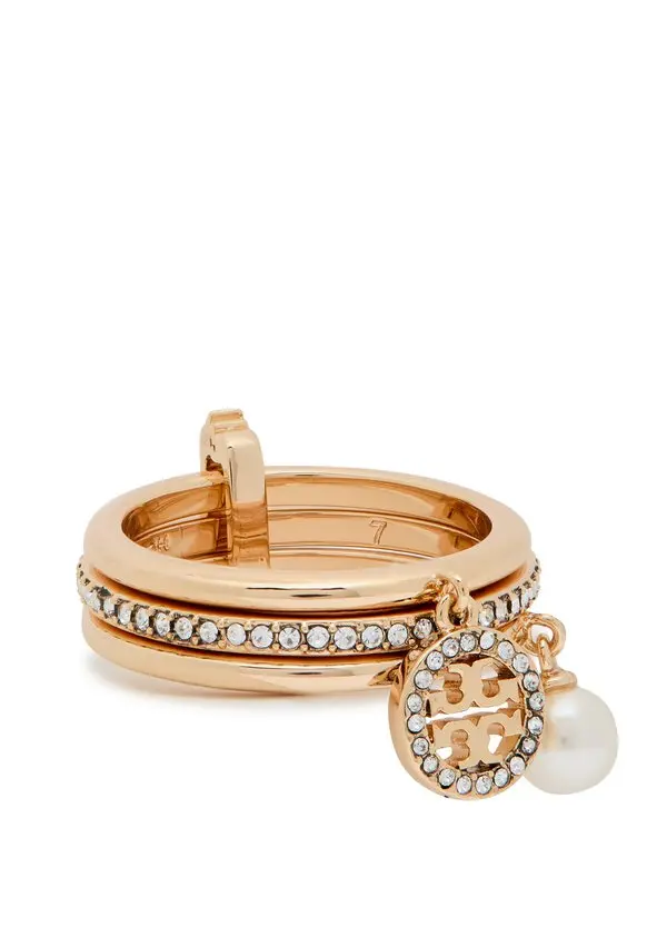 Tory Burch Icon 18kt -plated Stacked Ring - Gold