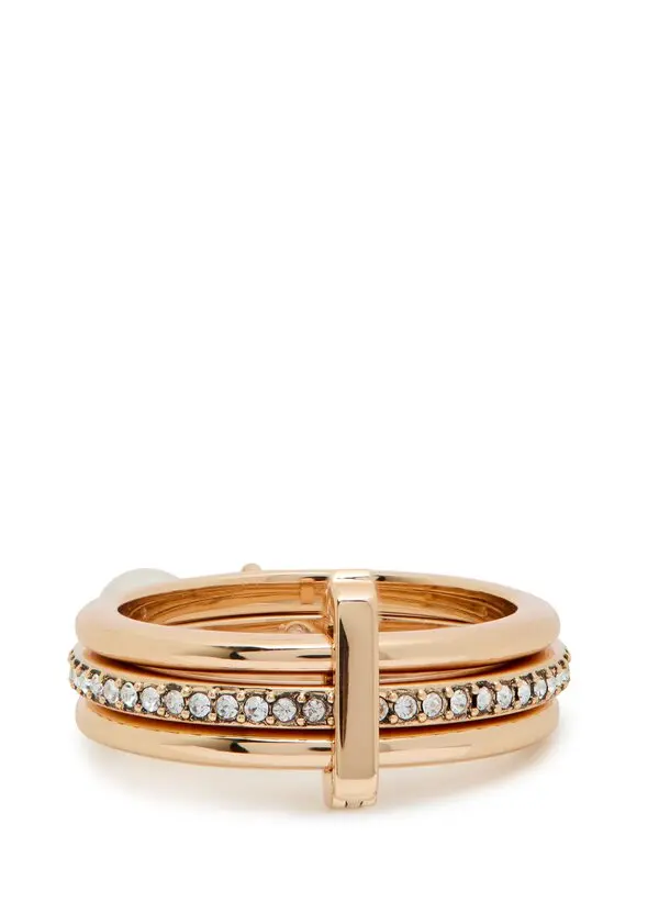 Tory Burch Icon 18kt -plated Stacked Ring - Gold